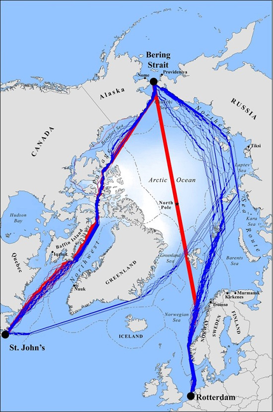 Figure 3. Source: UCLA.edu, showing the projected shipping lane through ...